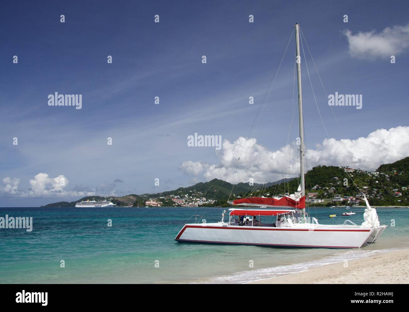 Catamaran sailboat in light blue hi-res stock photography and images ...