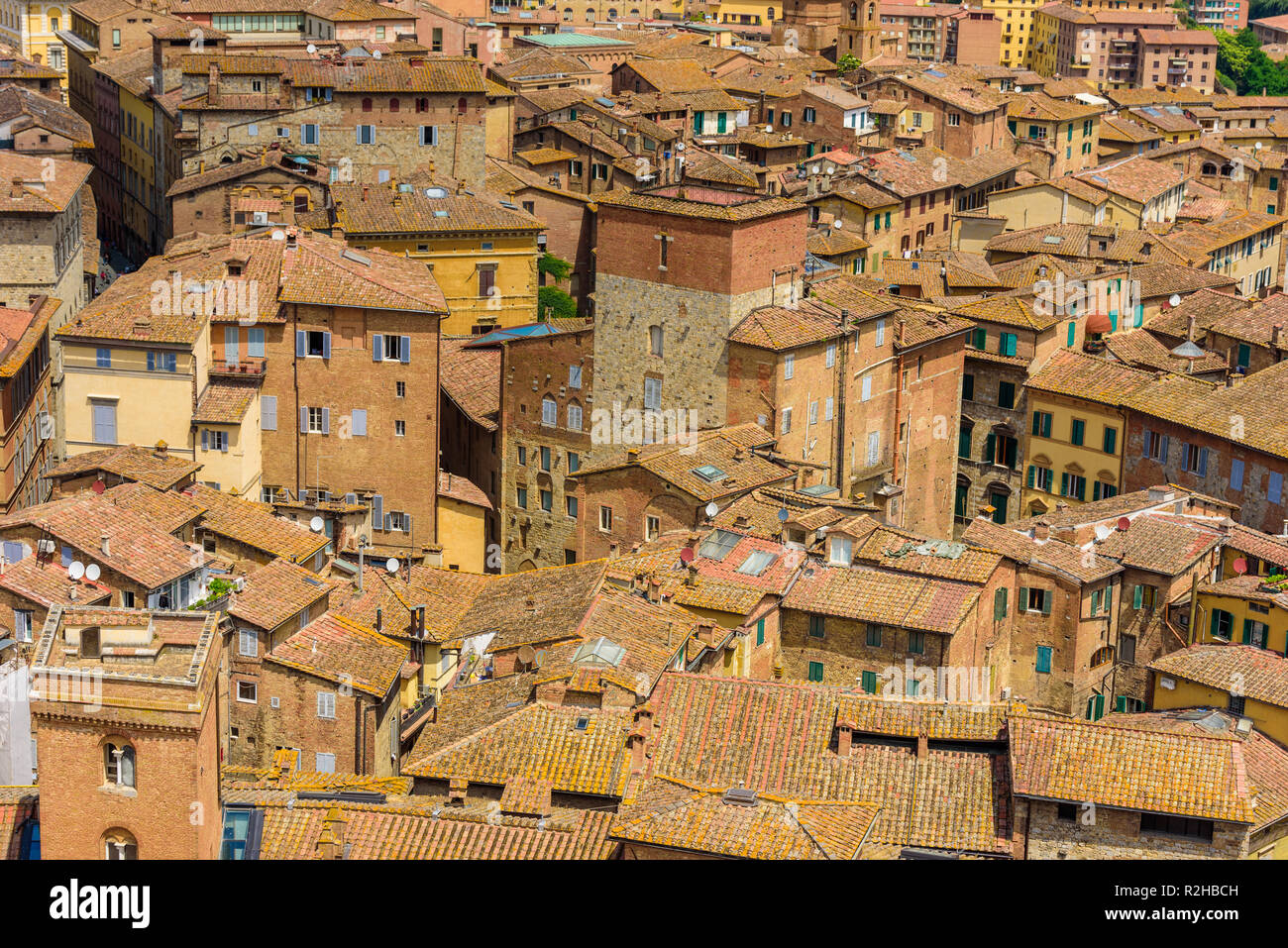 Historic town Siena, Tuscany - Aerial view with beautiful landscape ...