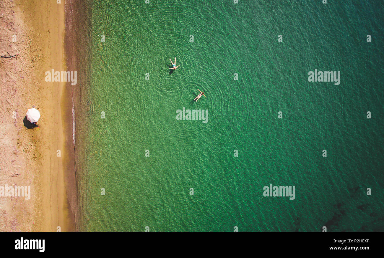 Aerial view of a woman swimming in ocean hi-res stock photography and ...