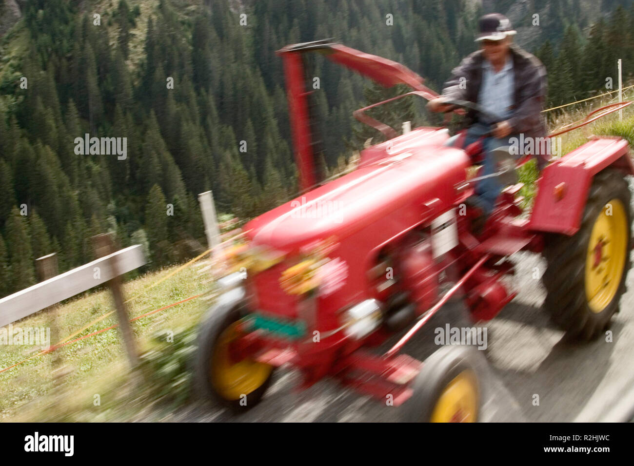 vintage tractor in drive Stock Photo - Alamy