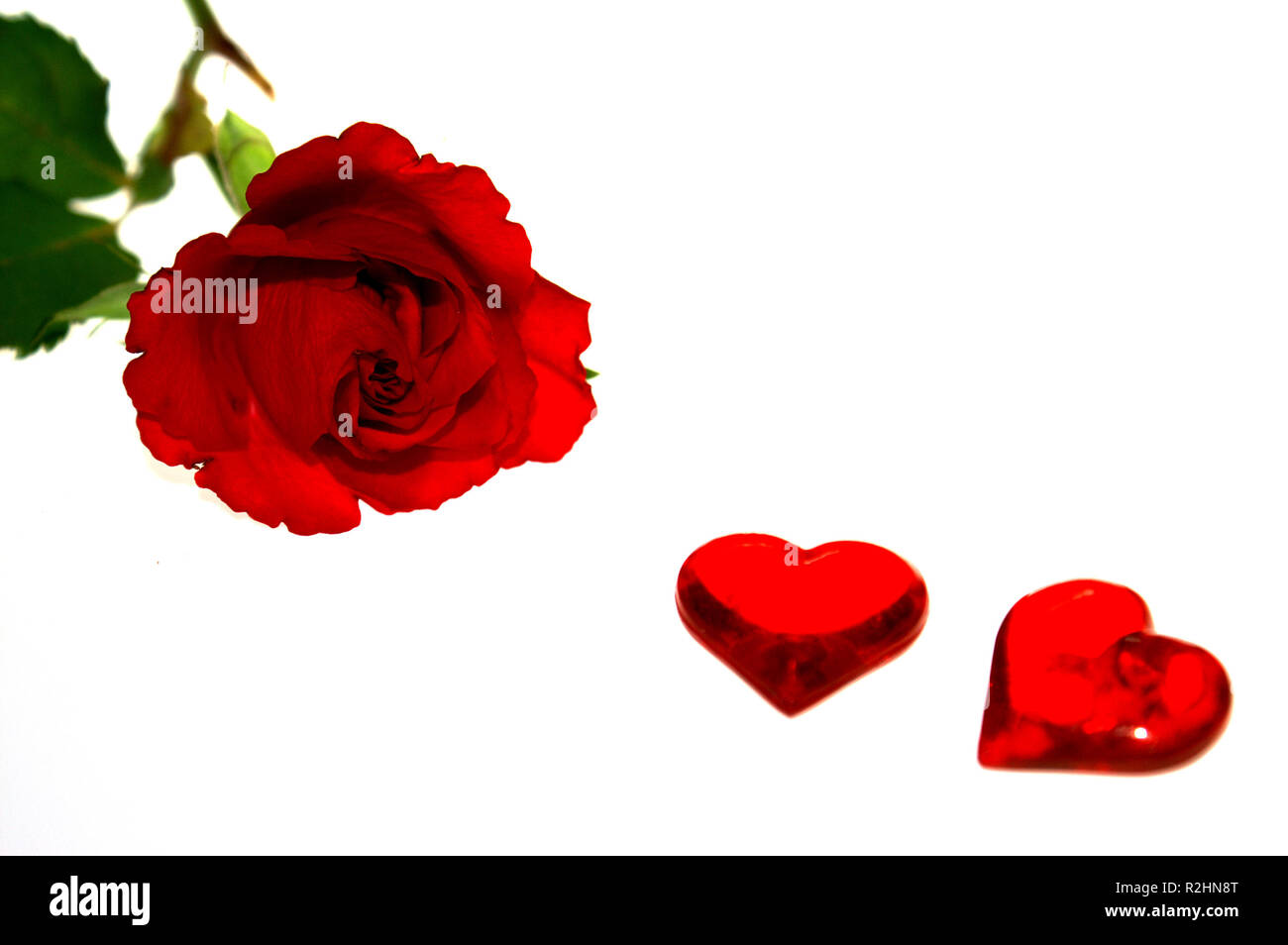 two hearts with rose Stock Photo - Alamy