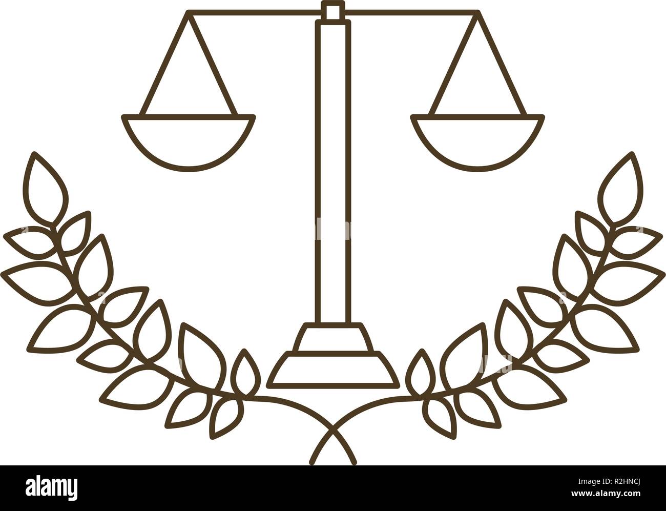 balance of justice with tree branch with leaves isolated icon Stock ...