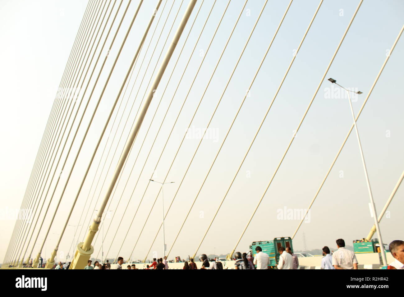 signature bridge with cable in india Stock Photo - Alamy
