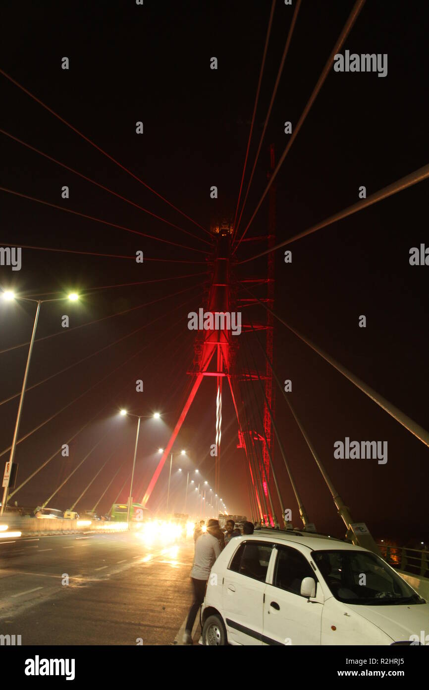 signature bridge wazirabad delhi india Stock Photo - Alamy