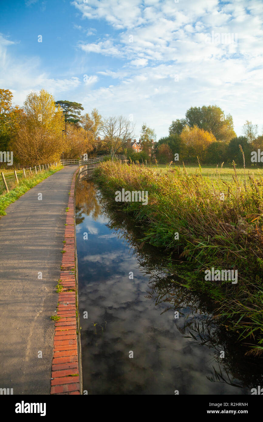 The town path from Salisbury town centre to Harnham, Wiltshire England ...