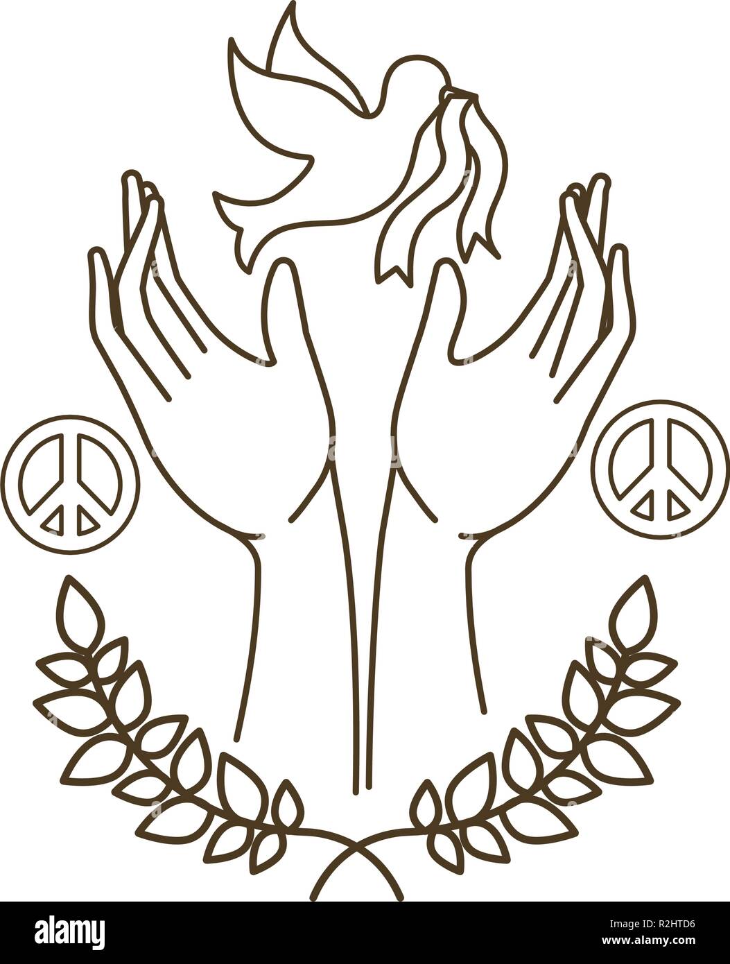 dove of peace with open hands avatar character Stock Vector Image & Art ...