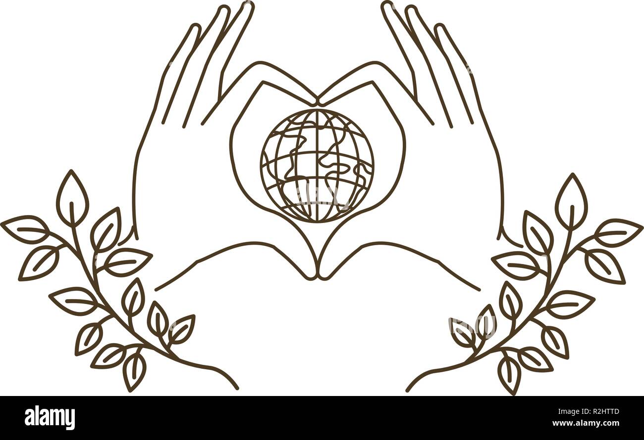 hands forming a heart symbol and earth globe avatar character Stock ...