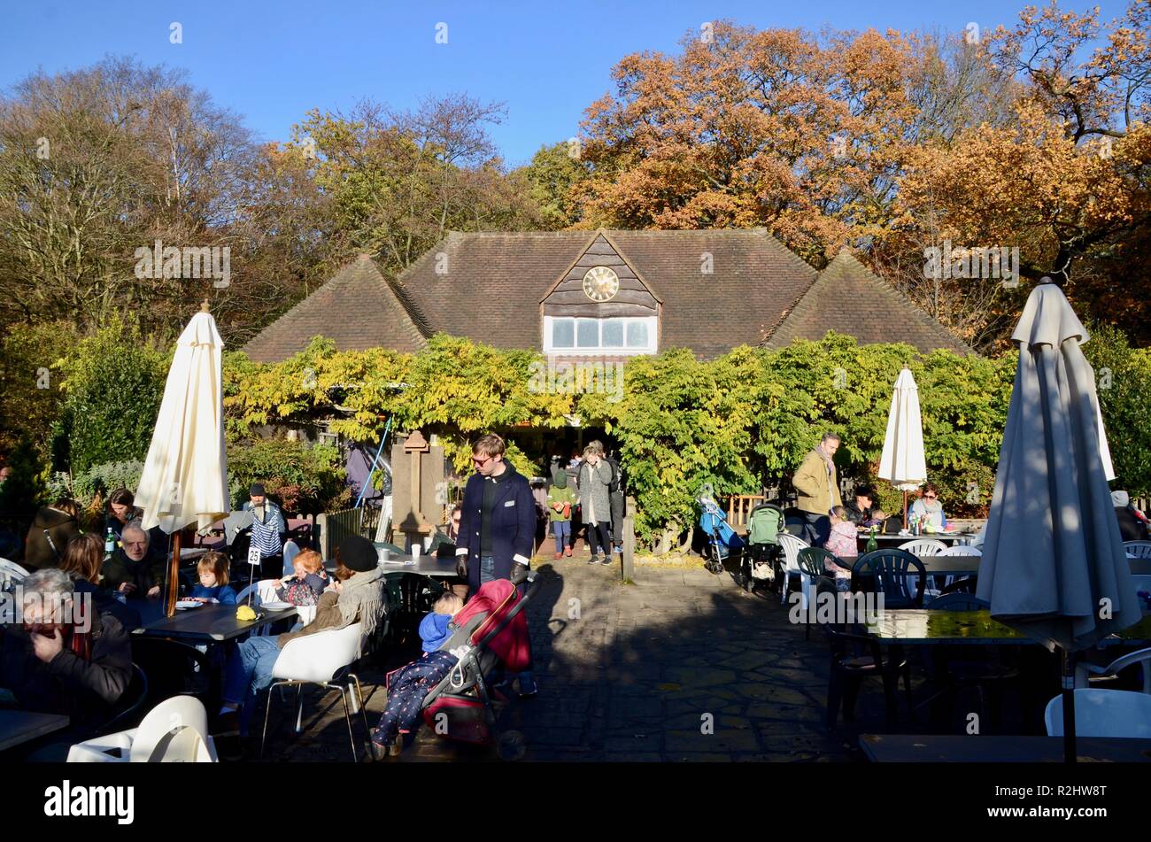 the pavillion cafe in historic highgate wood north london N10 england ...