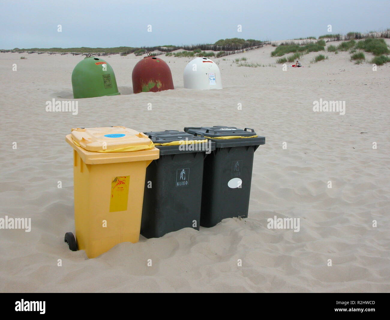 waste bins on the beach Stock Photo - Alamy