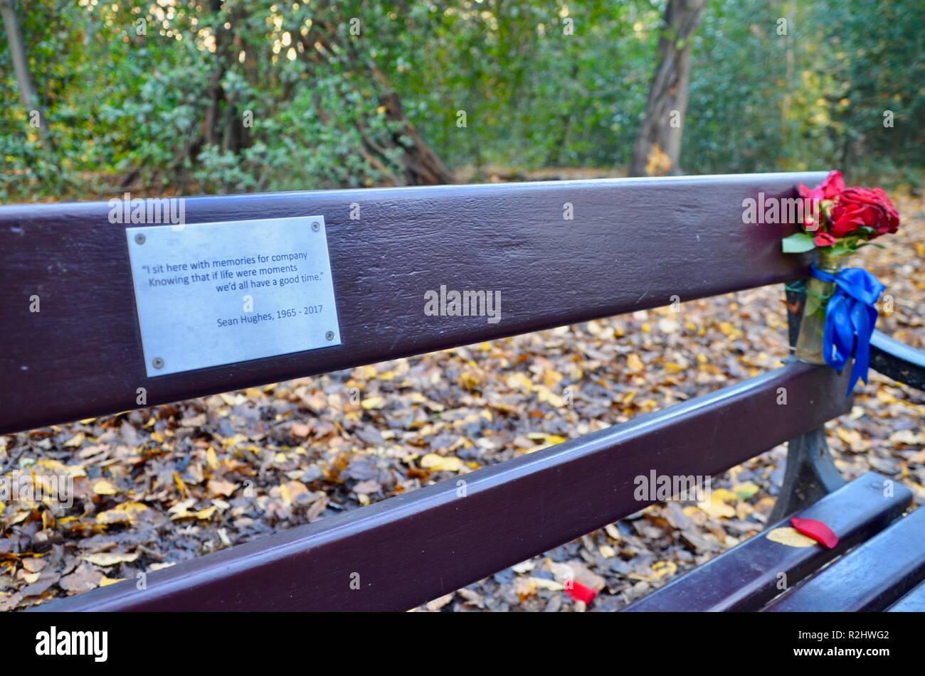 bench plaque dedicated to sean hughes the comedian historic highgate ...
