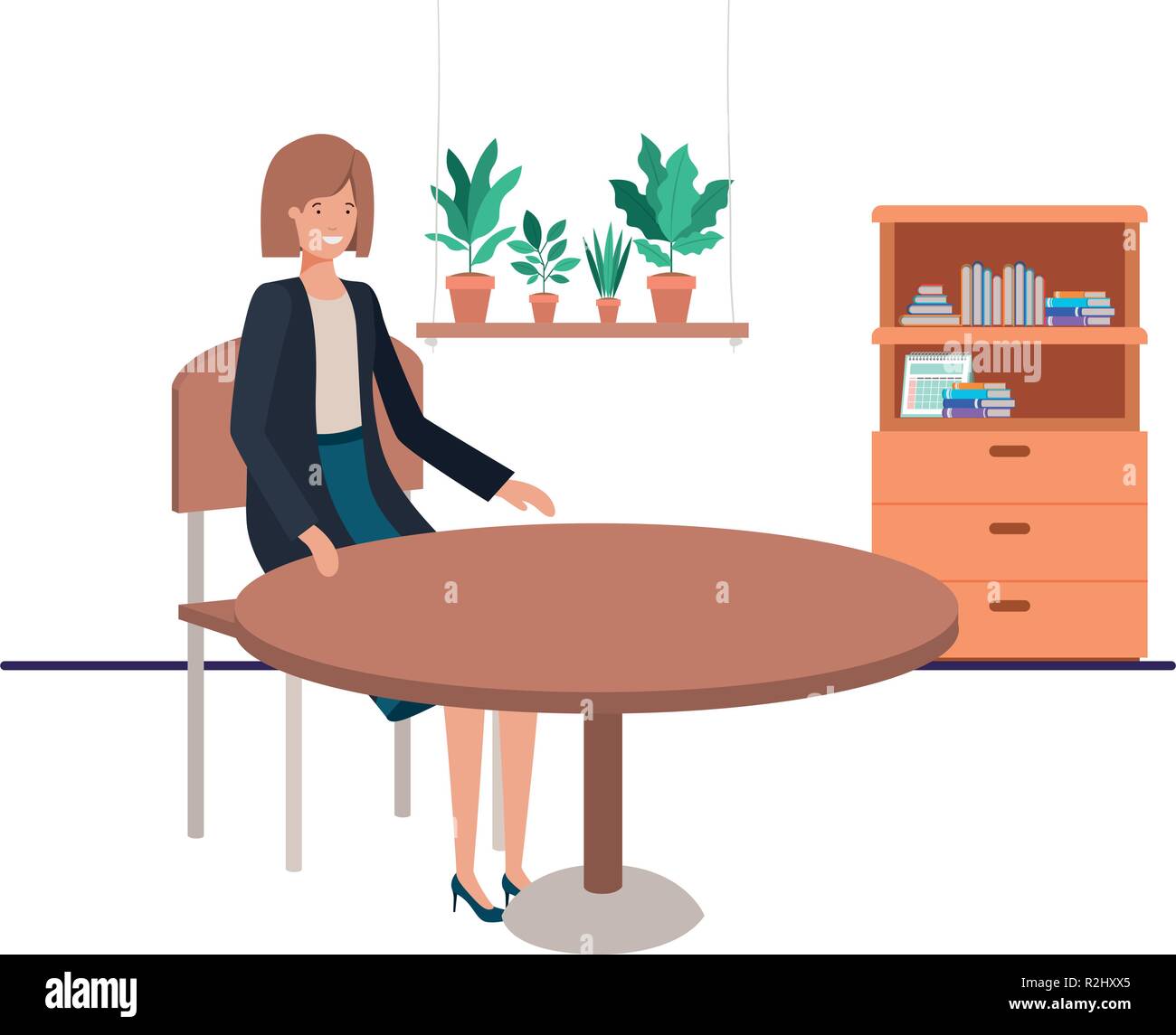 Businesswoman sitting in living Stock Vector Images - Alamy