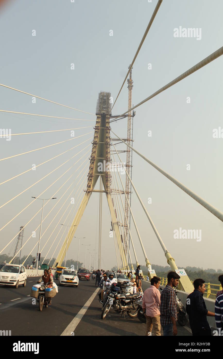 signature bridge delhi Stock Photo - Alamy