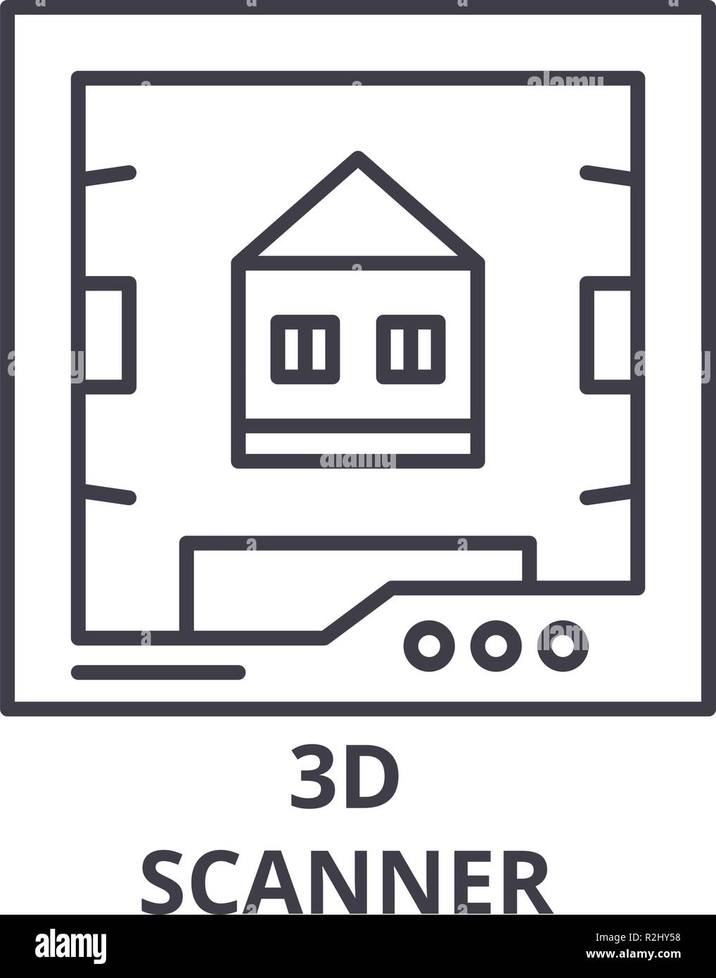 3d scanner line icon concept. 3d scanner vector linear illustration ...