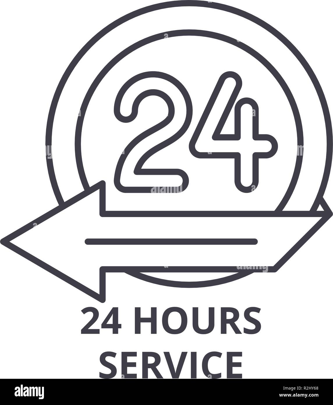 24 hours service line icon concept. 24 hours service vector linear ...