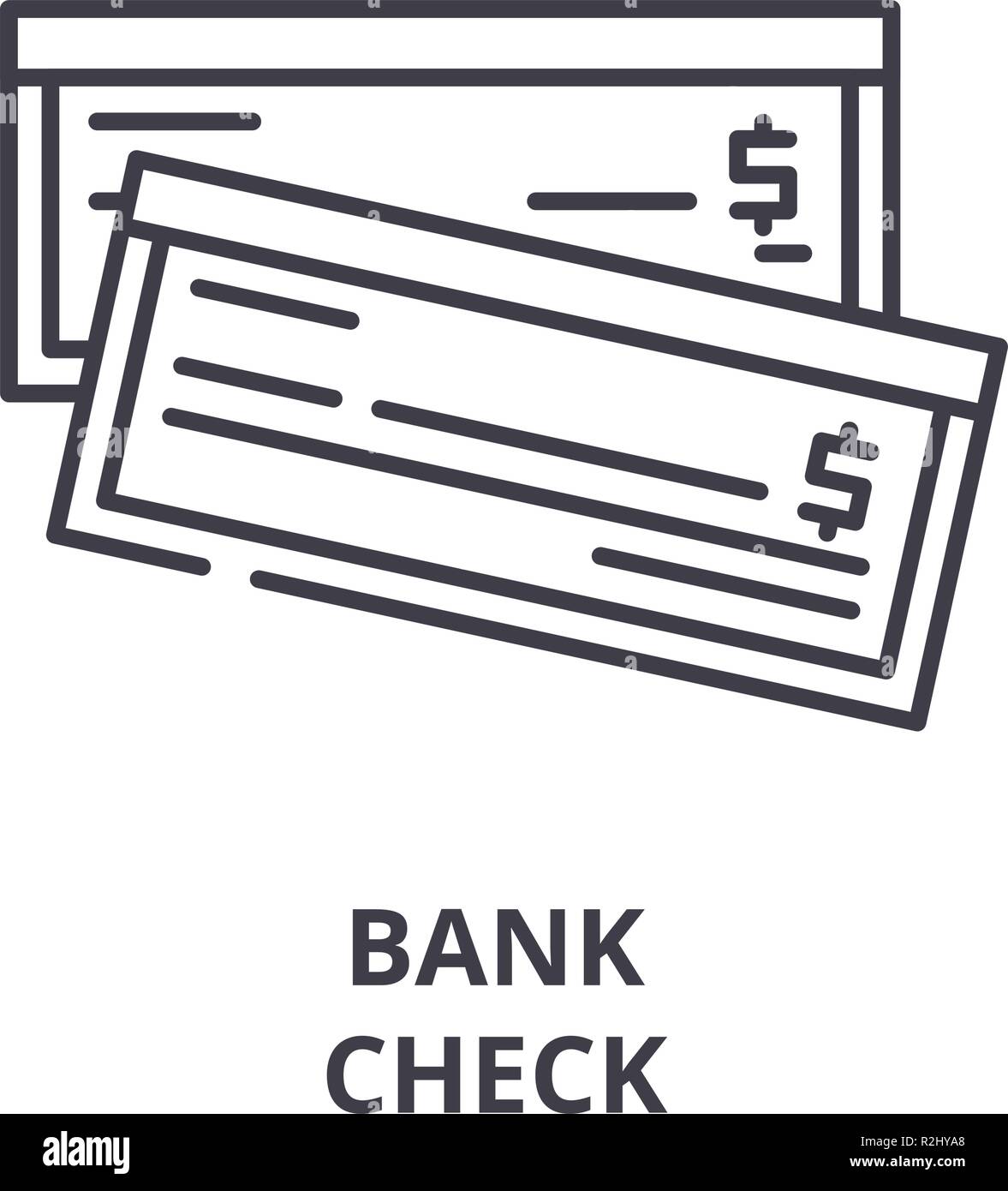 Bank check line icon concept. Bank check vector linear illustration ...