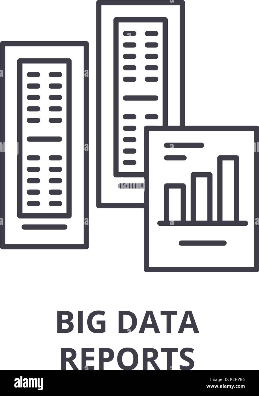 Big data reports line icon concept. Big data reports vector linear ...