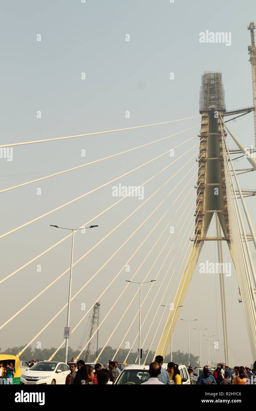 signature bridge delhi india Stock Photo - Alamy