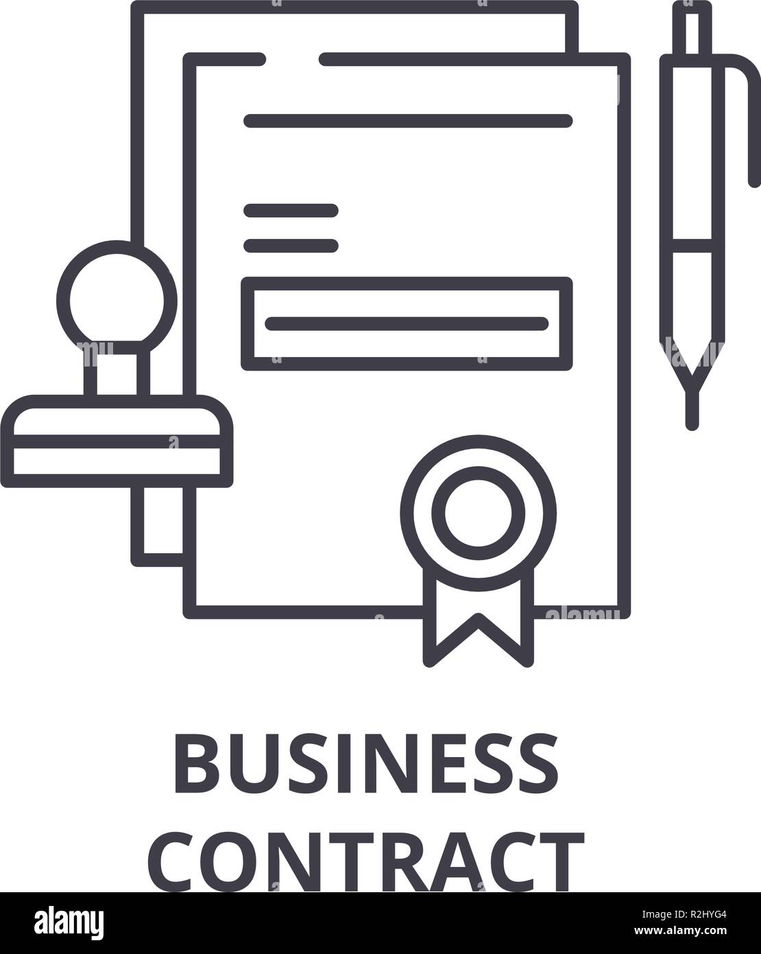 Business contract line icon concept. Business contract vector linear ...
