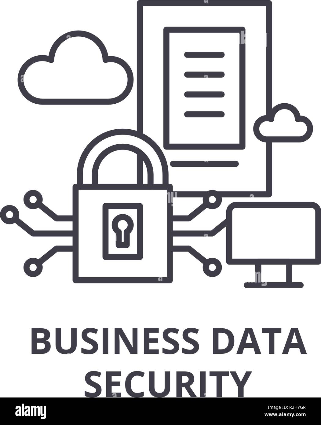 Business data security line icon concept. Business data security vector ...