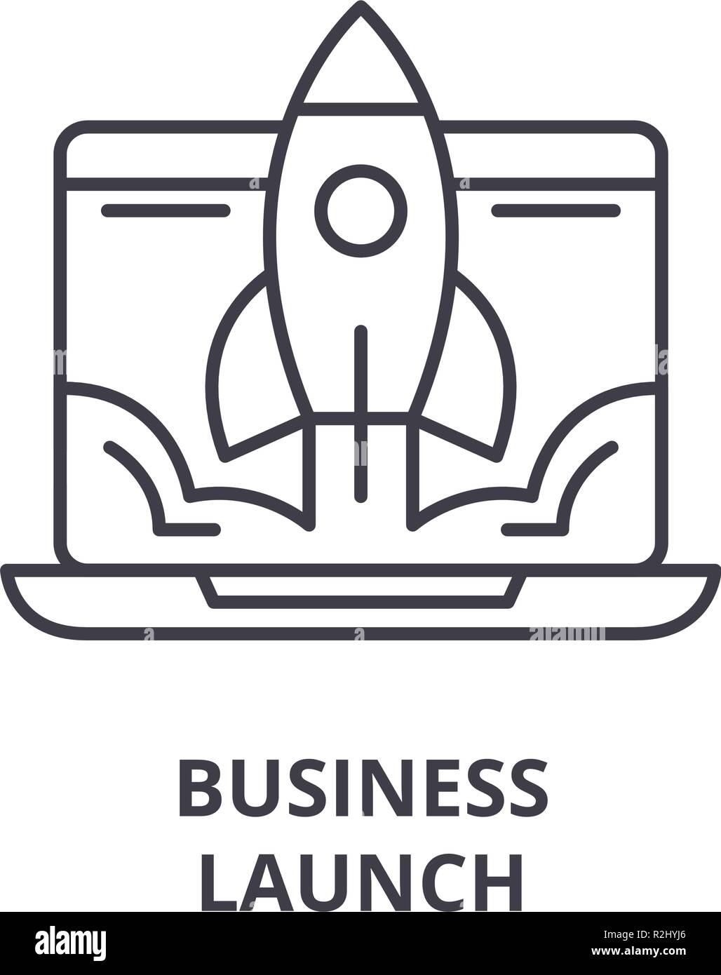 Business launch line icon concept. Business launch vector linear ...