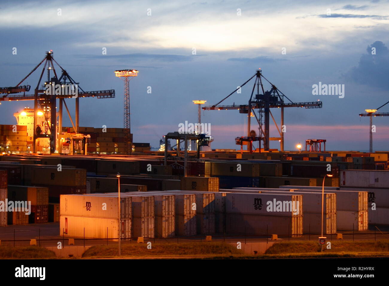 harbor at night Stock Photo - Alamy