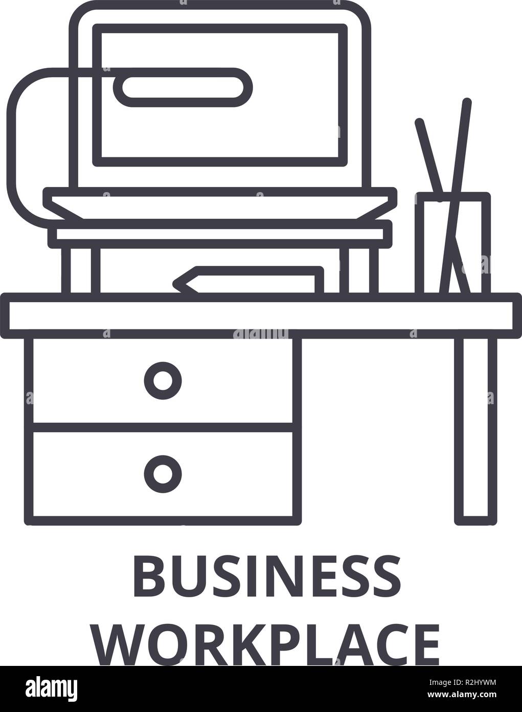 Business workplace line icon concept. Business workplace vector linear ...