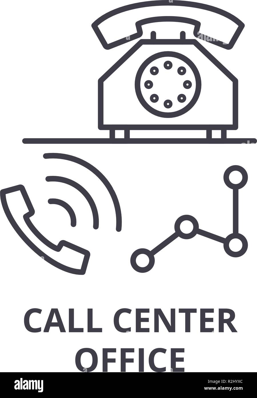 Call center office line icon concept. Call center office vector linear ...