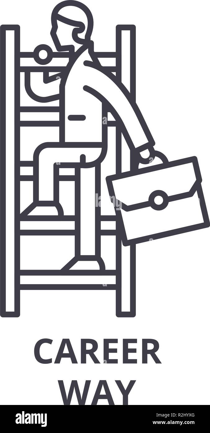 Career way line icon concept. Career way vector linear illustration ...