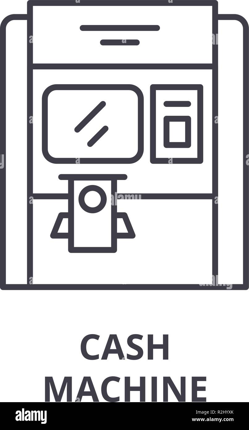 Cash machine line icon concept. Cash machine vector linear illustration ...