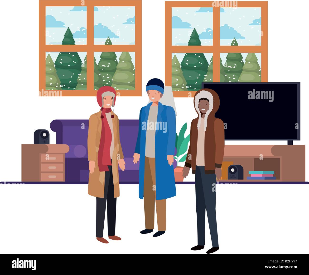 Living room graphic christmas Stock Vector Images - Alamy