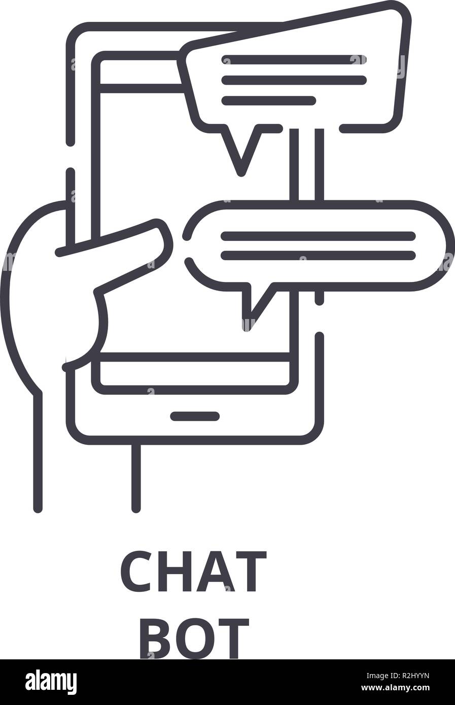 Chat bot line icon concept. Chat bot vector linear illustration, symbol ...