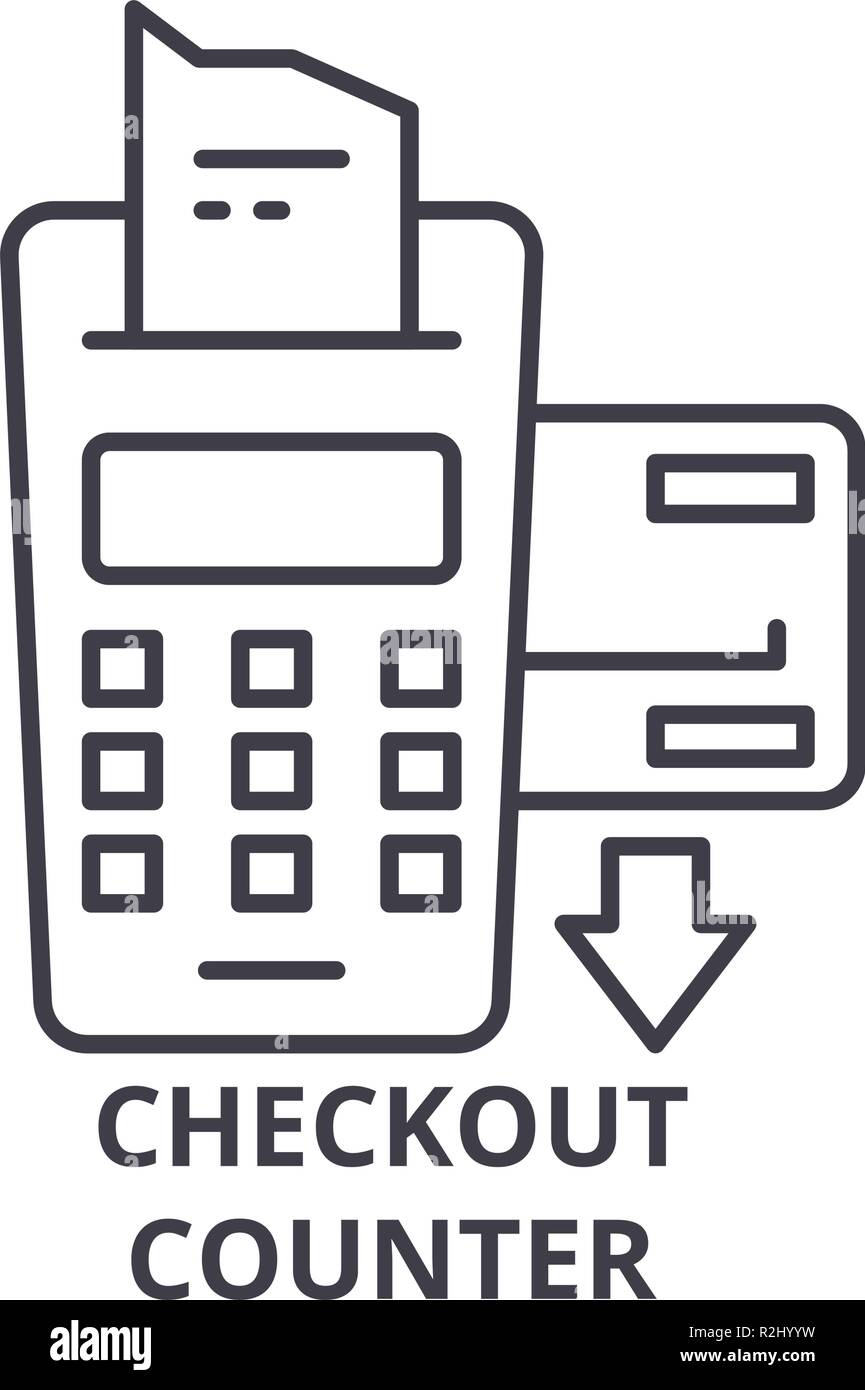 Checkout counter line icon concept. Checkout counter vector linear ...