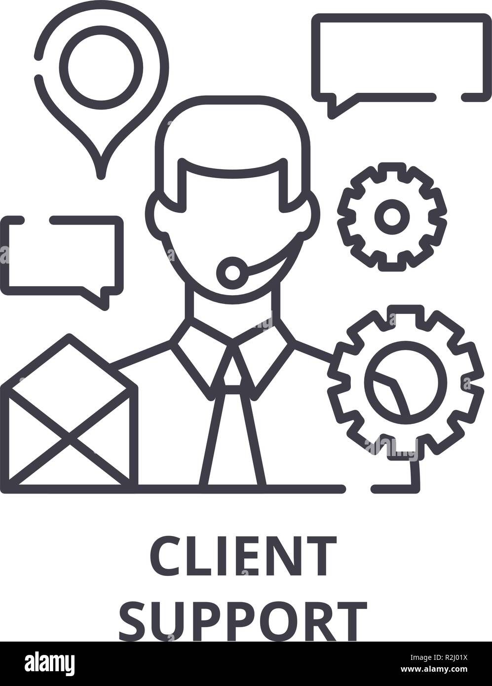Client support line icon concept. Client support vector linear ...