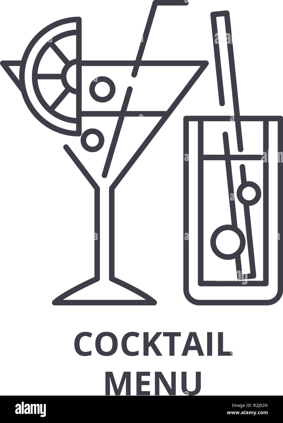 Cocktail menu line icon concept. Cocktail menu vector linear ...