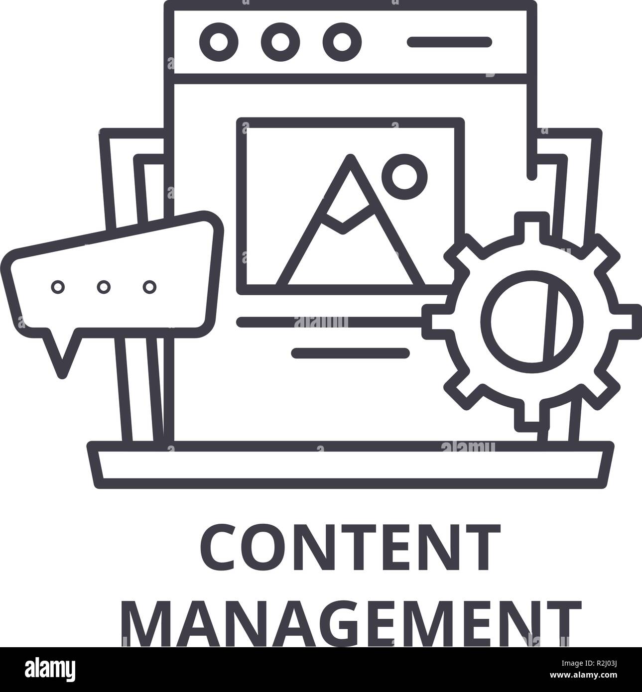 Content management line icon concept. Content management vector linear ...