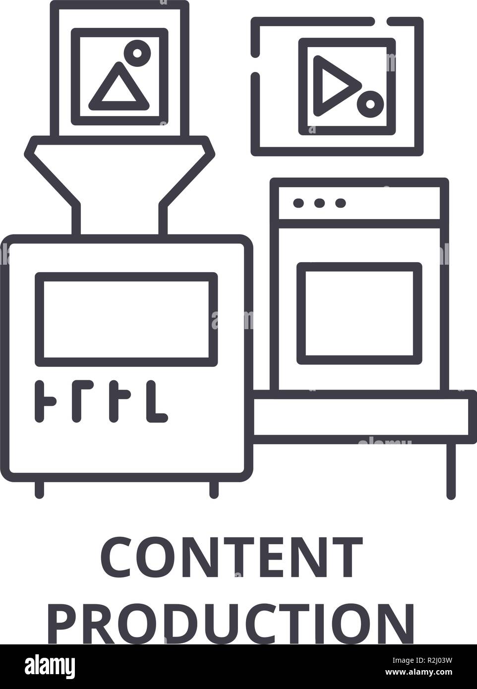 Content production line icon concept. Content production vector linear ...