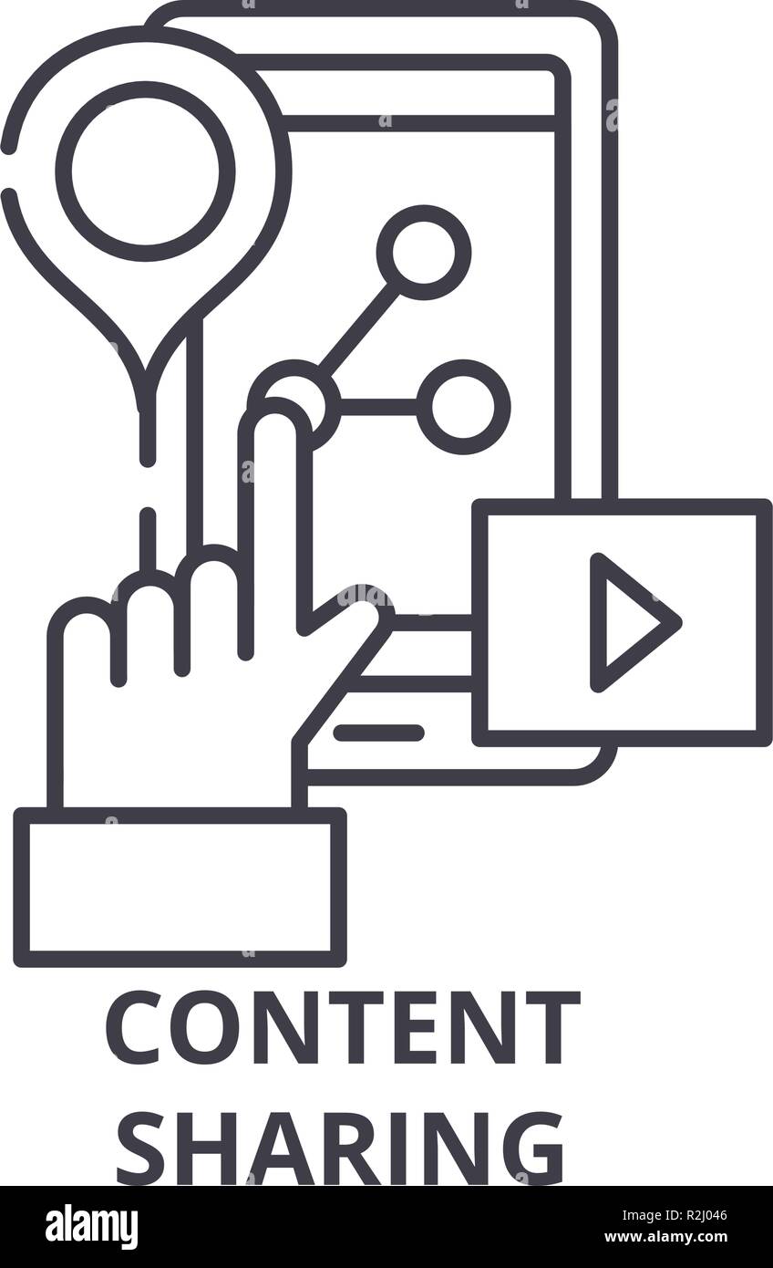 Content sharing line icon concept. Content sharing vector linear ...