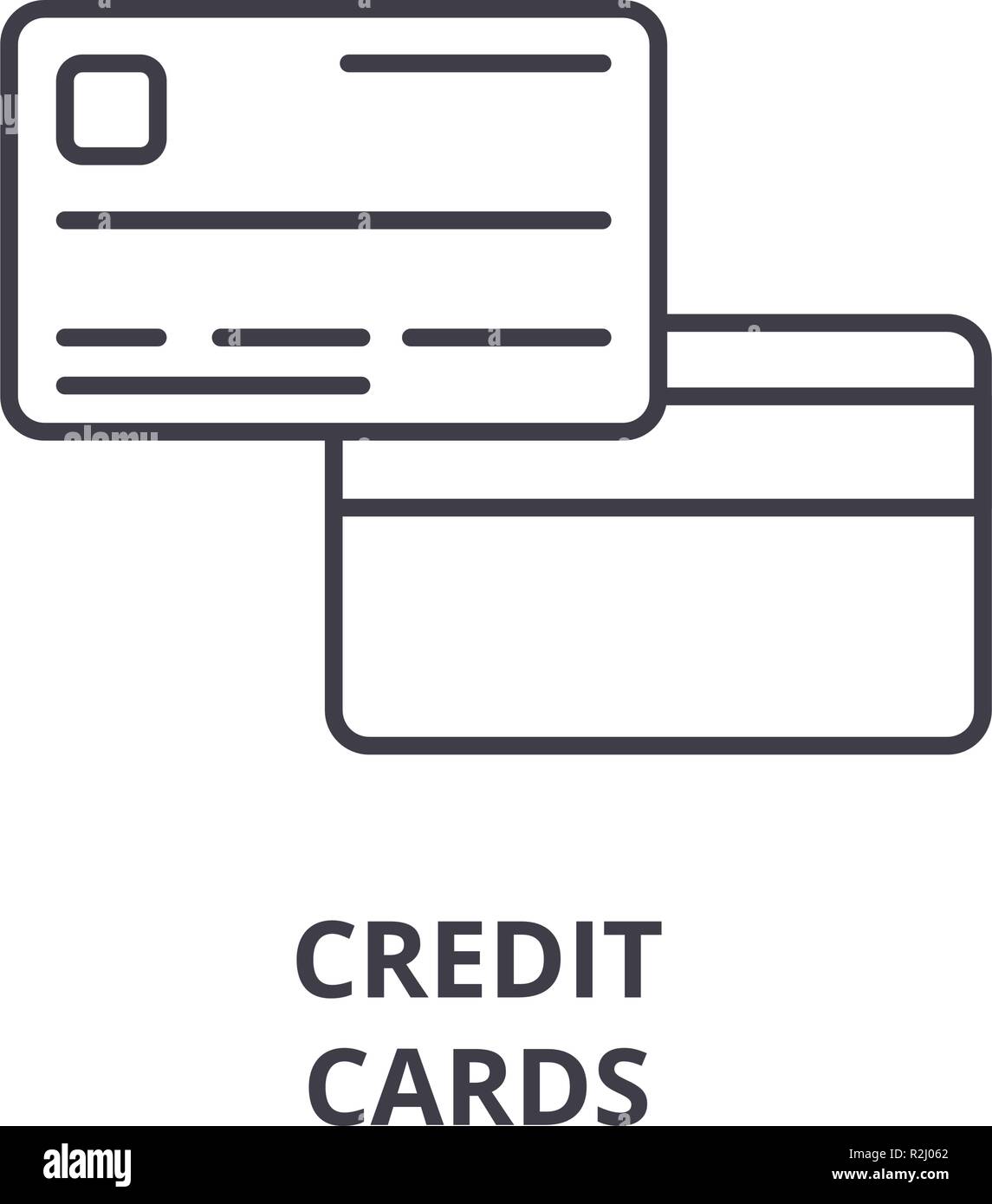 Credit cards line icon concept. Credit cards vector linear illustration ...