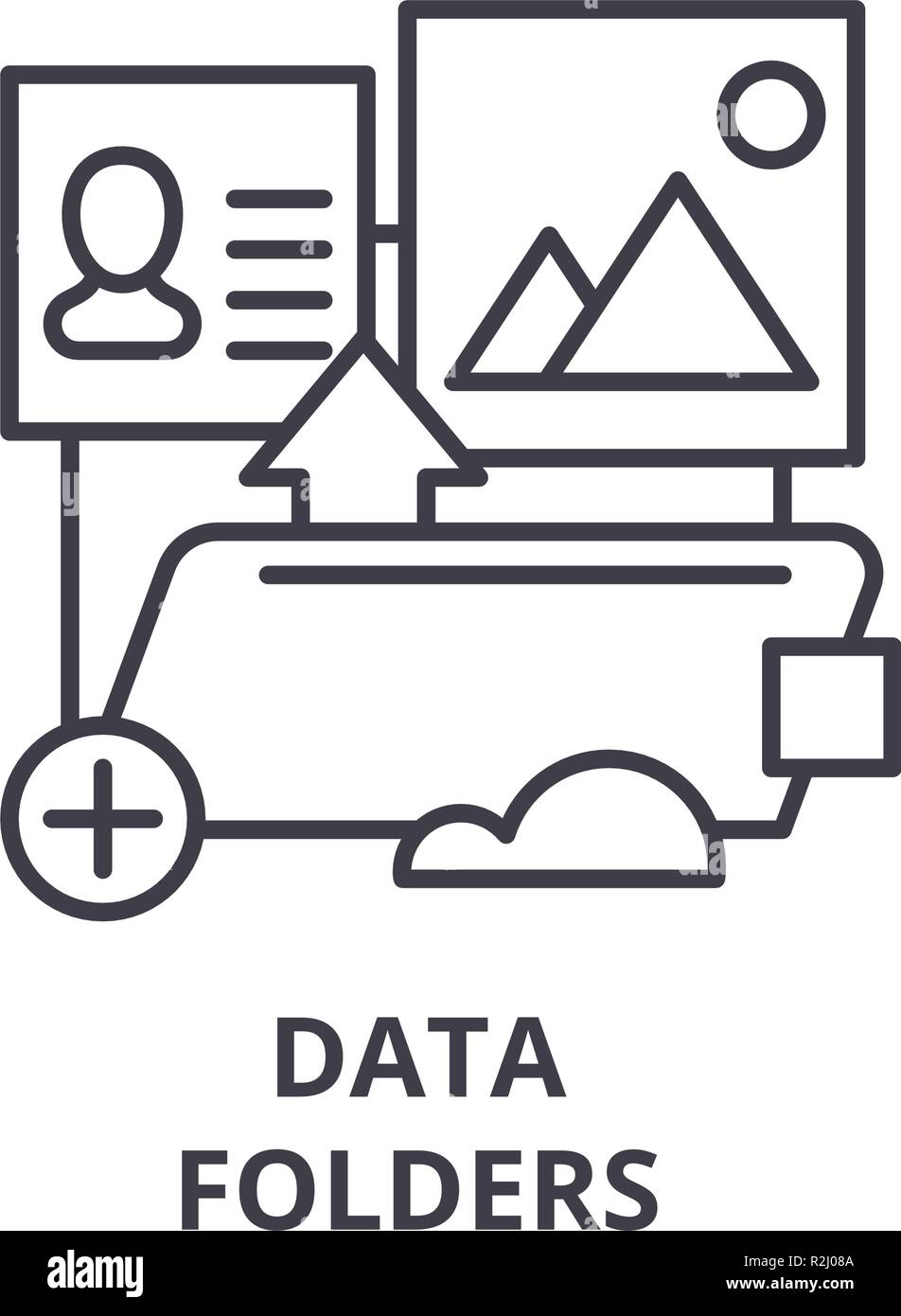 Data folders line icon concept. Data folders vector linear illustration ...