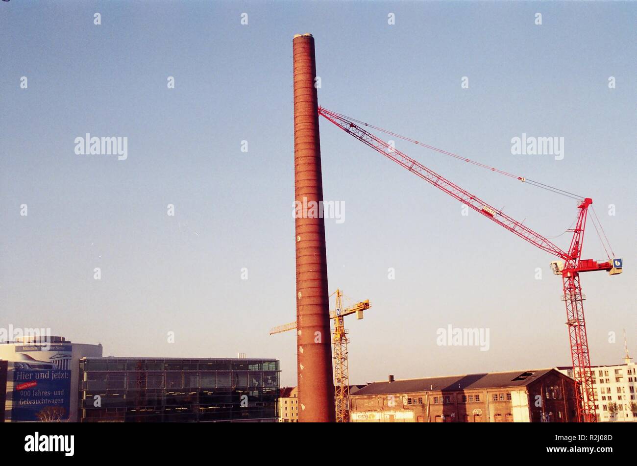 crane overturns chimney Stock Photo - Alamy