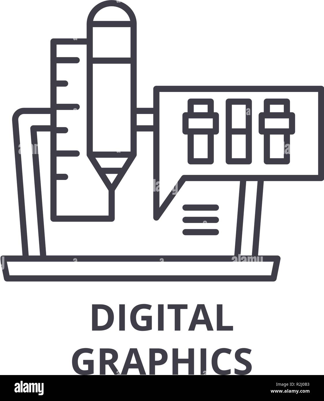 Digital graphics line icon concept. Digital graphics vector linear ...