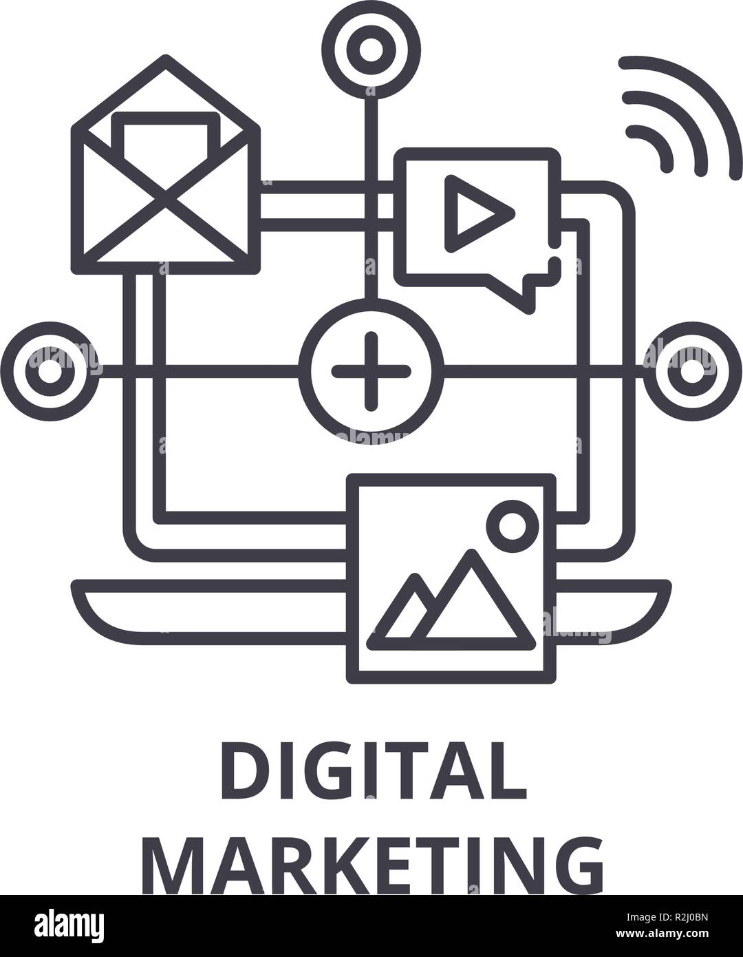 Digital marketing line icon concept. Digital marketing vector linear ...