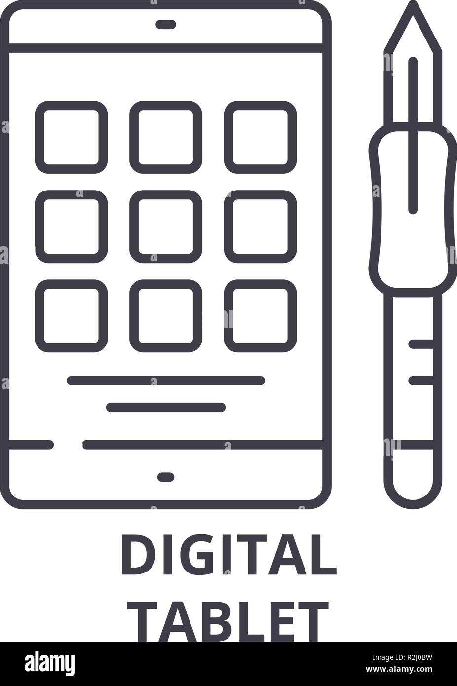 Digital tablet line icon concept. Digital tablet vector linear ...