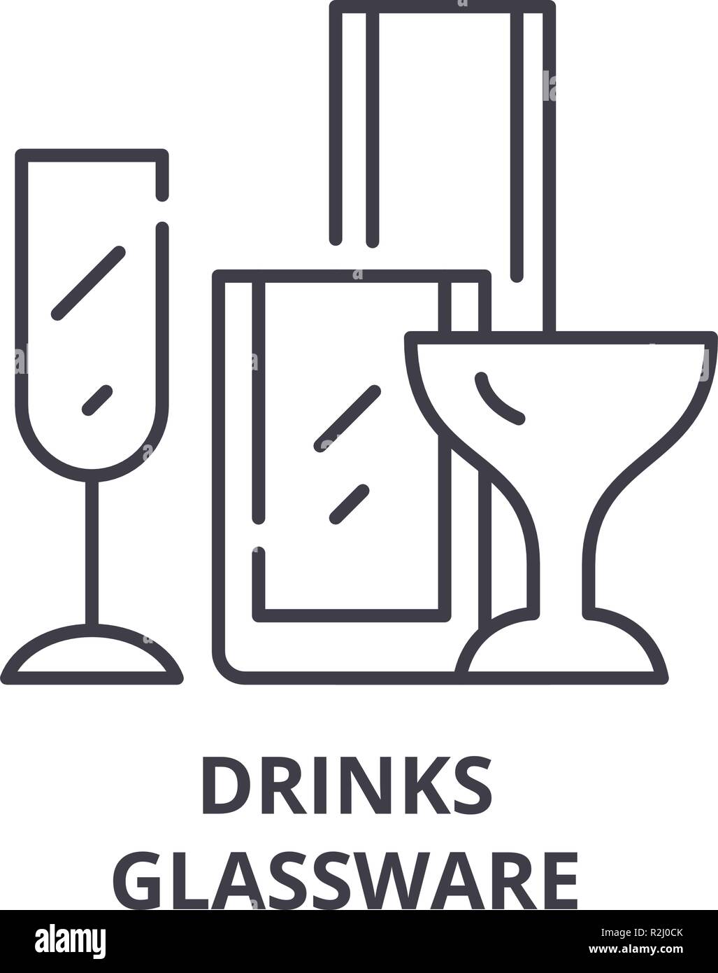 Drinks glassware line icon concept. Drinks glassware vector linear ...