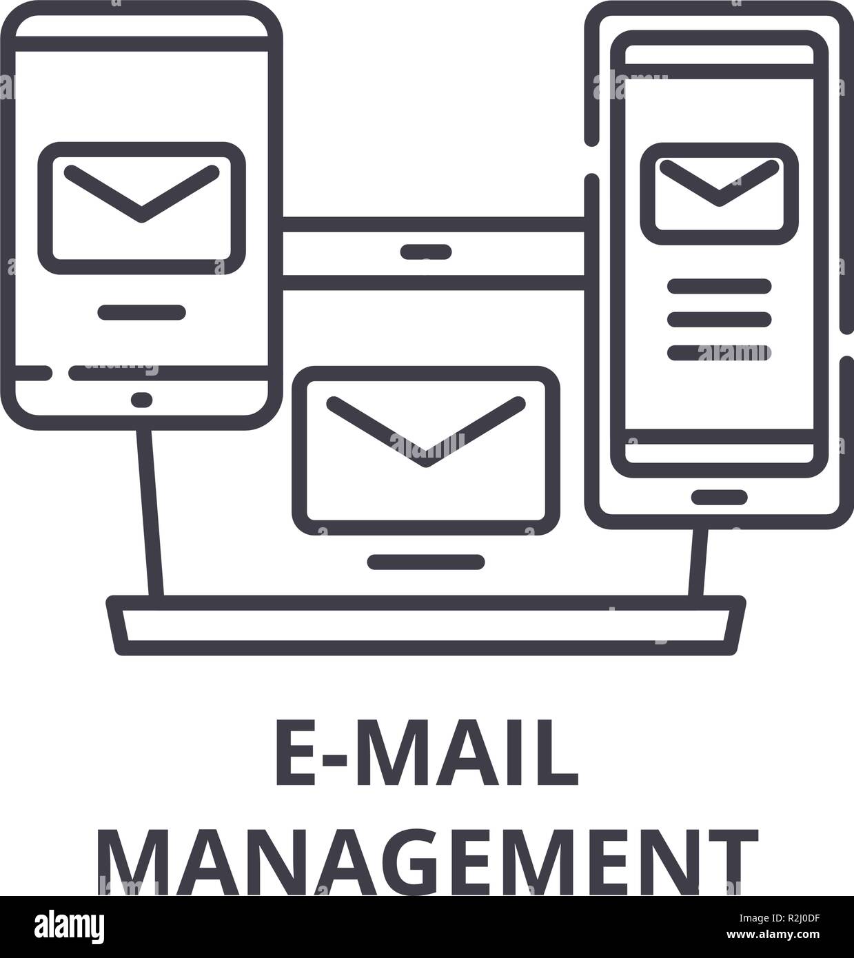 E-mail management line icon concept. E-mail management vector linear ...