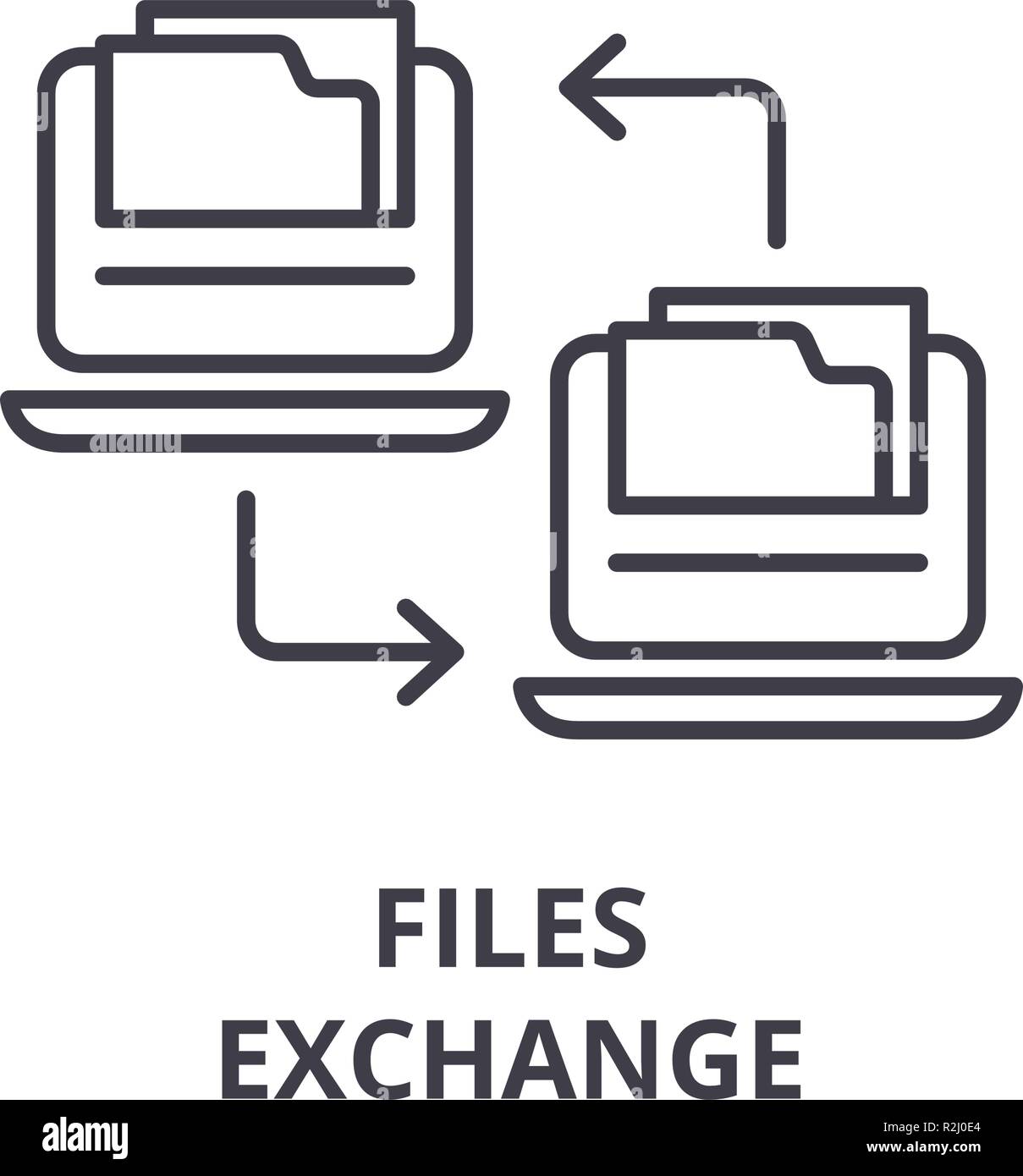 Files exchange line icon concept. Files exchange vector linear ...