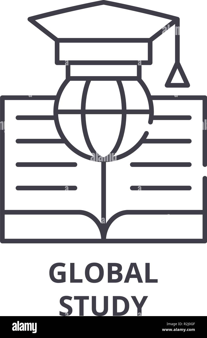 Global study line icon concept. Global study vector linear illustration ...