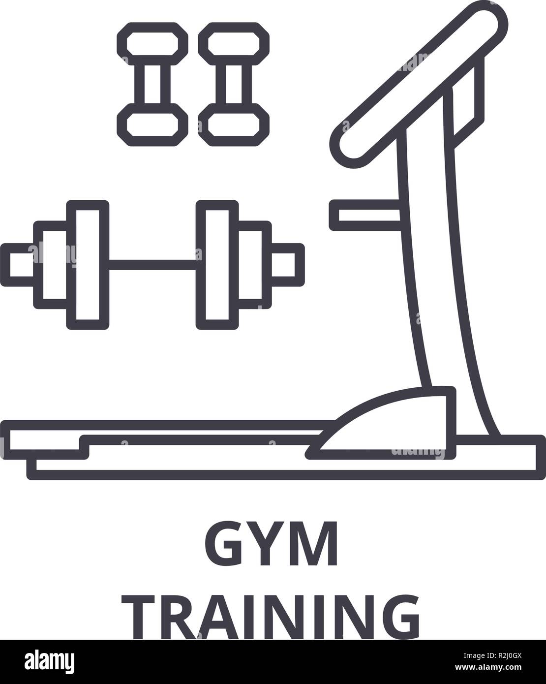 Gym training line icon concept. Gym training vector linear illustration ...