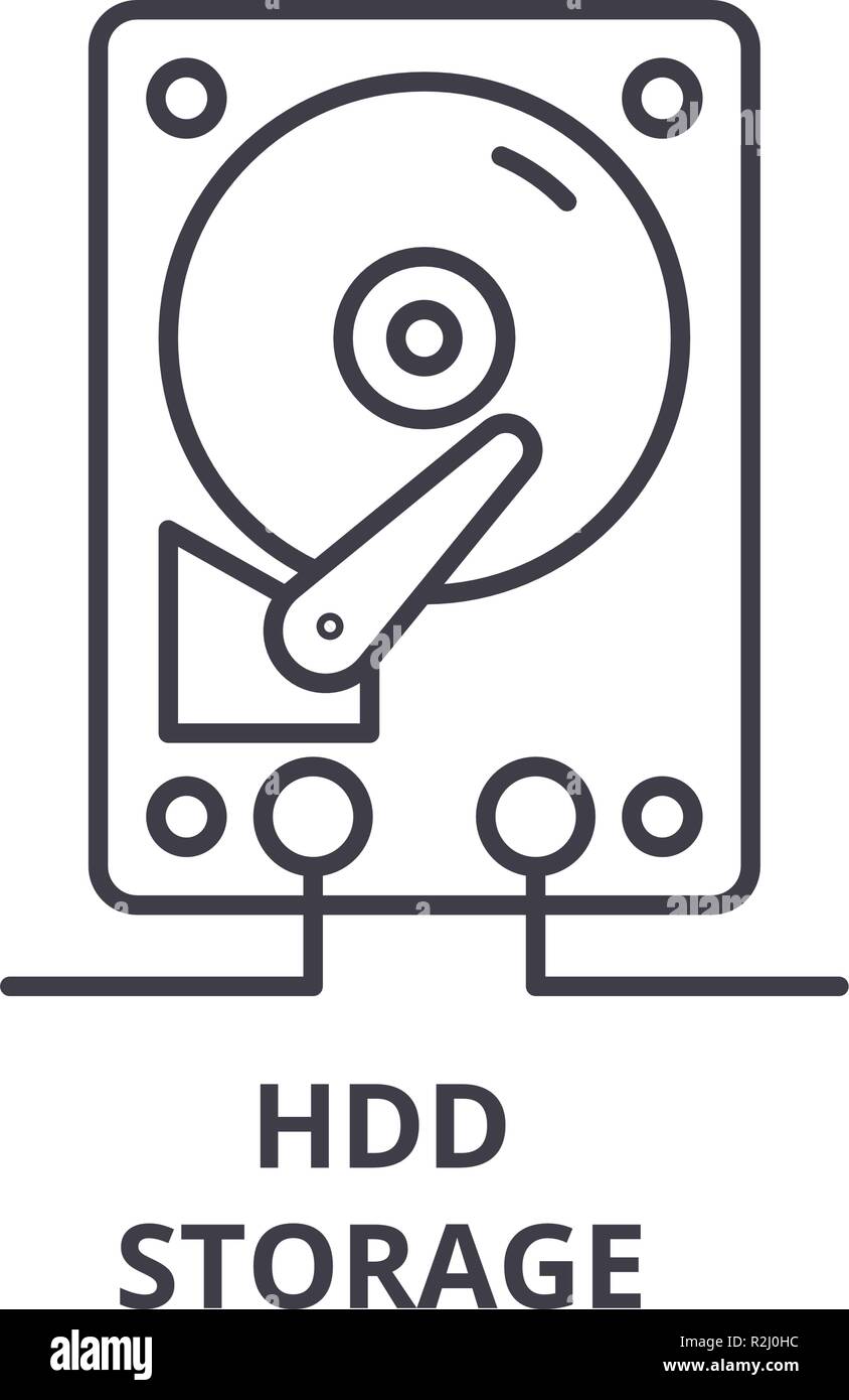 Hdd storage line icon concept. Hdd storage vector linear illustration ...
