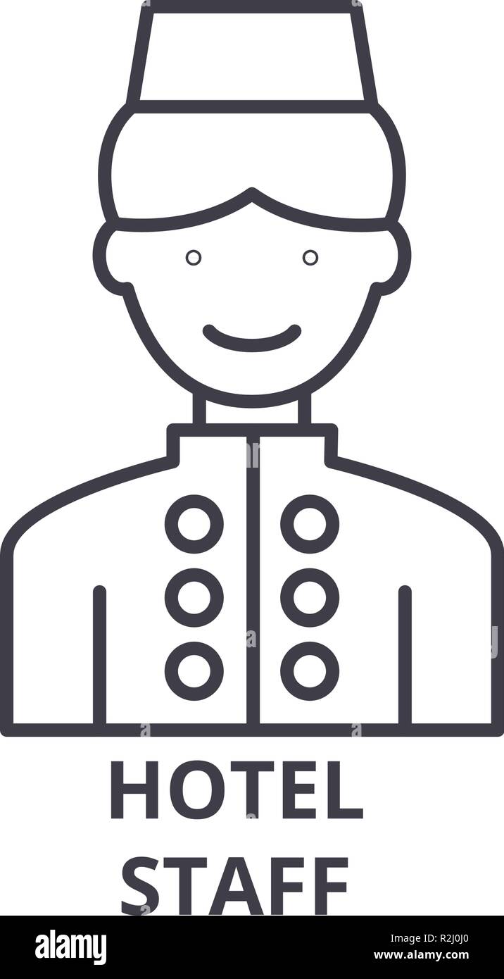 Hotel staff line icon concept. Hotel staff vector linear illustration ...